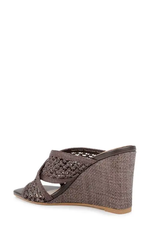 Badgley Mischka Woven Wedge Sandal - Brown