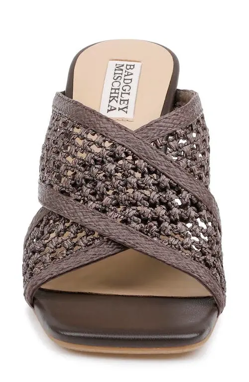 Badgley Mischka Woven Wedge Sandal - Brown