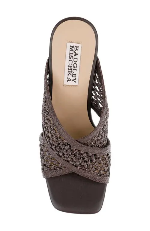 Badgley Mischka Woven Wedge Sandal - Brown