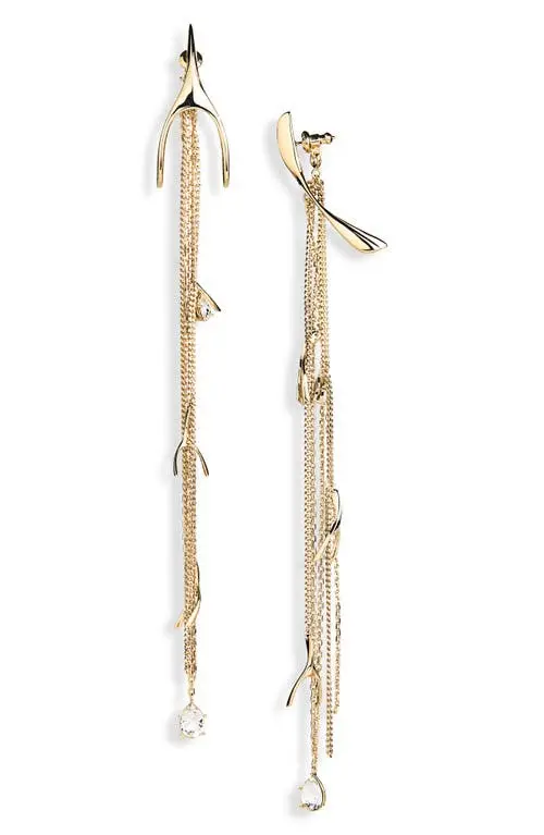 Alexander McQueen Wishbone Drop Earrings - Pale Gold/strass