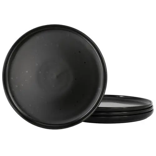 OUR TABLE Landon 4 Piece 8.4in Round Stoneware Salad Plate Set - Black
