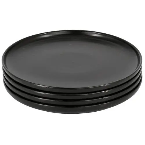 OUR TABLE Landon 4 Piece 8.4in Round Stoneware Salad Plate Set - Black