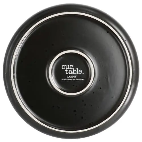 OUR TABLE Landon 4 Piece 8.4in Round Stoneware Salad Plate Set - Black