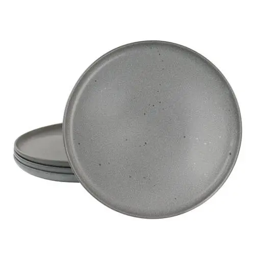 OUR TABLE Landon 4 Piece 8.4in Round Stoneware Salad Plate Set - Grey