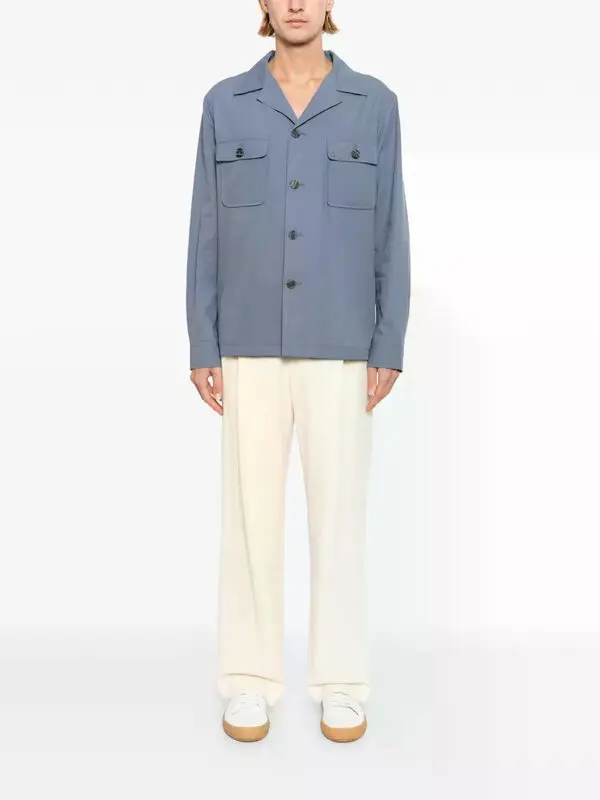 Tagliatore Camp-collarc Shirt - Blue