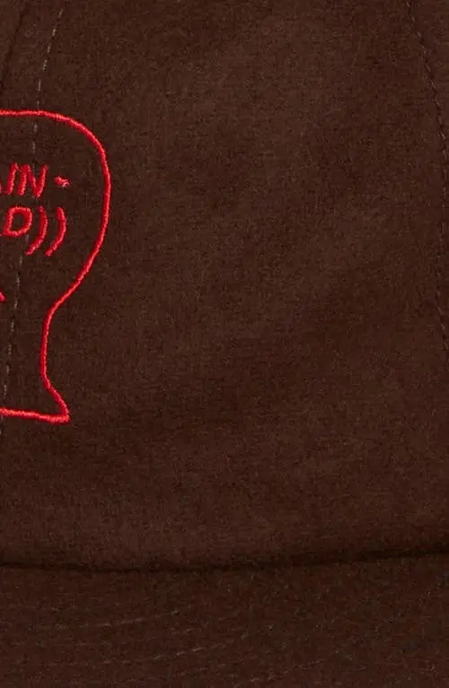 BRAIN DEAD Embroidered Logohead Wool Blend Flannel Baseball Cap - Brown