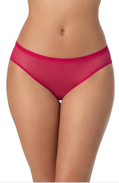 Dkny Table Top Sheer Stripe Bikini - Raspberry Red