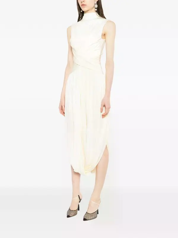 SELF-PORTRAIT Wrap Midi Dress - Neutrals