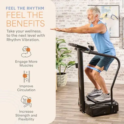 LIFEPRO Rhythm Vibration Plate Exercise Machine With Handles Heart Sensors