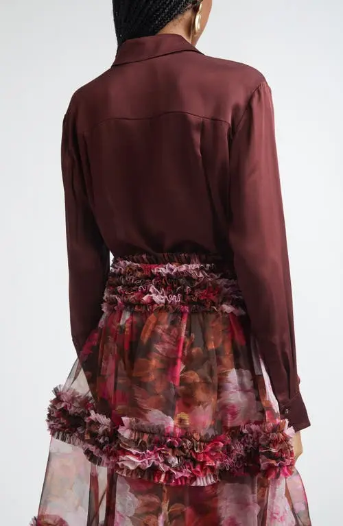 Zimmermann Luna Silk Satin Button-up Shirt