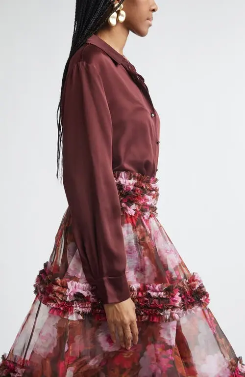 Zimmermann Luna Silk Satin Button-up Shirt