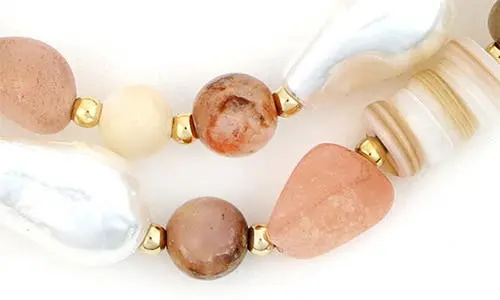 PANACEA Stone And Pearl 2-row Bracelet
