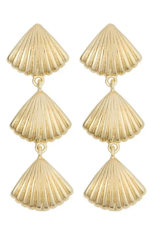 PANACEA Linear Shell Drop Earrings - Gold