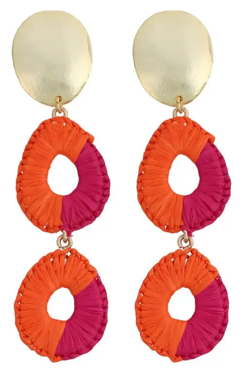PANACEA Rattan Linear Drop Earrings - Orange