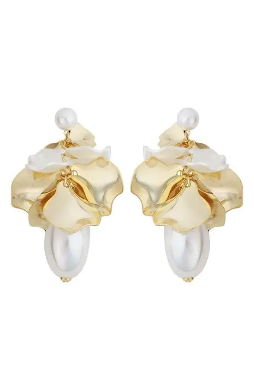 PANACEA Petals Faux Pearl Drop Earrings - White