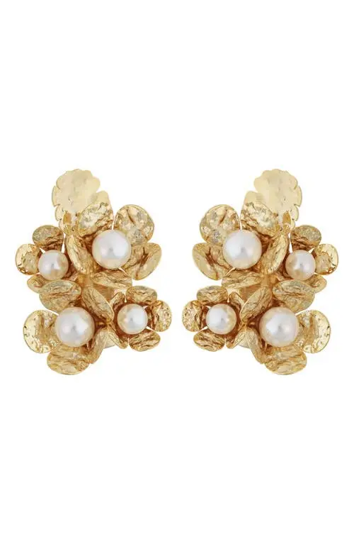 PANACEA Faux Pearl Flower Cluster Drop Earrings - White
