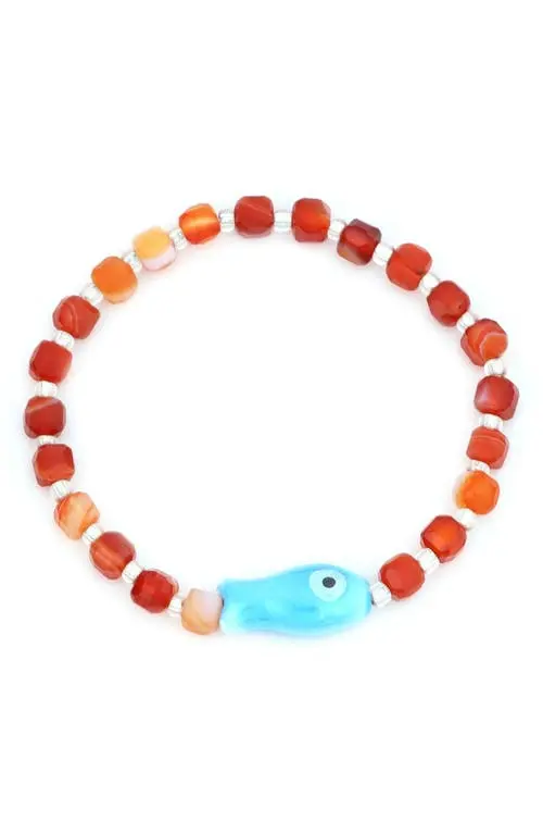 PANACEA Fish Beaded Stretch Bracelet - Orange