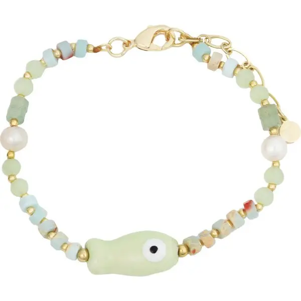 PANACEA Beaded Bracelet With Fish Detail - Green
