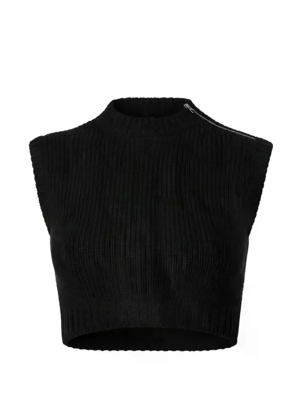 Max Mara Ribbed Zip Top - Black