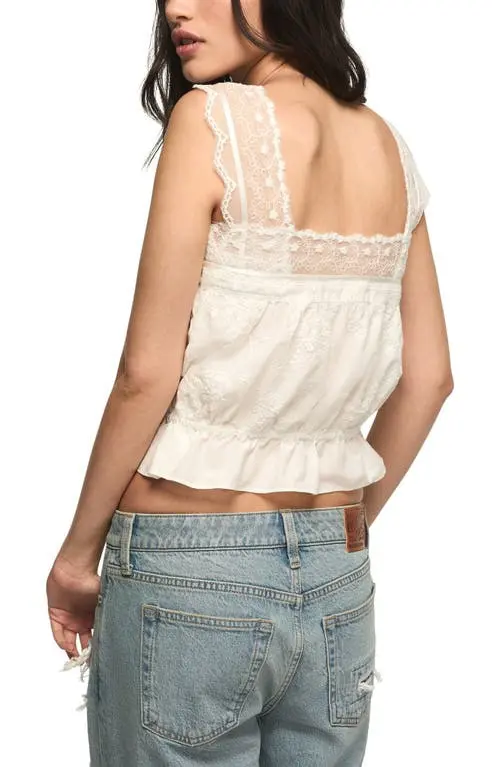 Lucky Brand Lace Trim Embroidered Tank