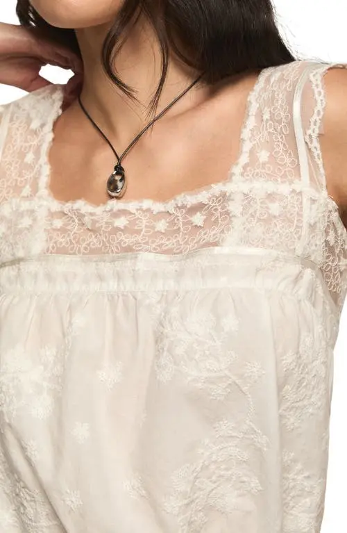 Lucky Brand Lace Trim Embroidered Tank