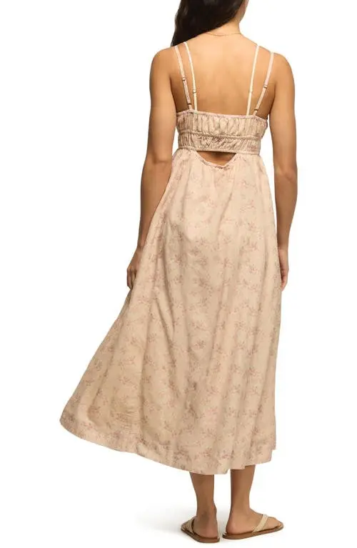 Lucky Brand Printed Empire Waist Midi Dress - Cream Multi