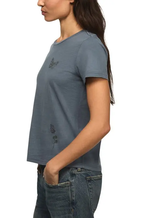 Lucky Brand Floral Butterfly Embroidered T-shirt