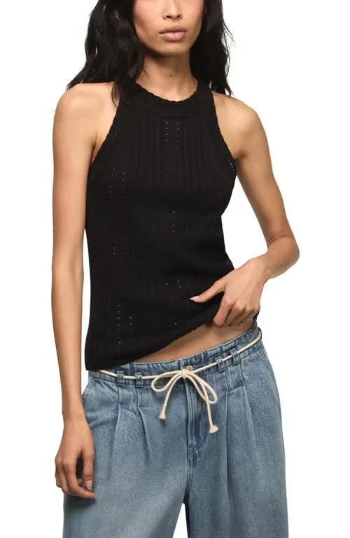 Lucky Brand Pointelle Sweater Tank - Dark Black