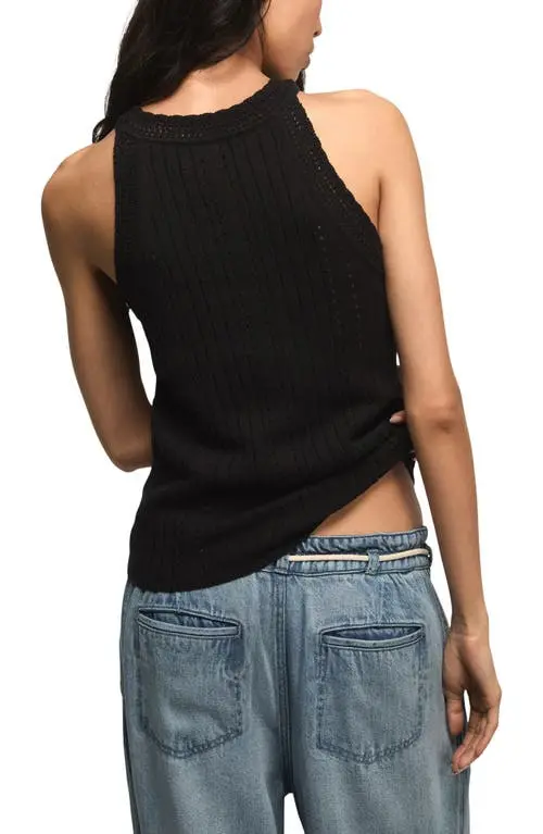 Lucky Brand Pointelle Sweater Tank - Dark Black