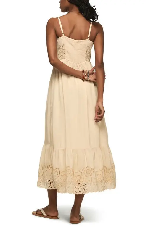 Lucky Brand Cutwork Ruffle Hem Midi Dress