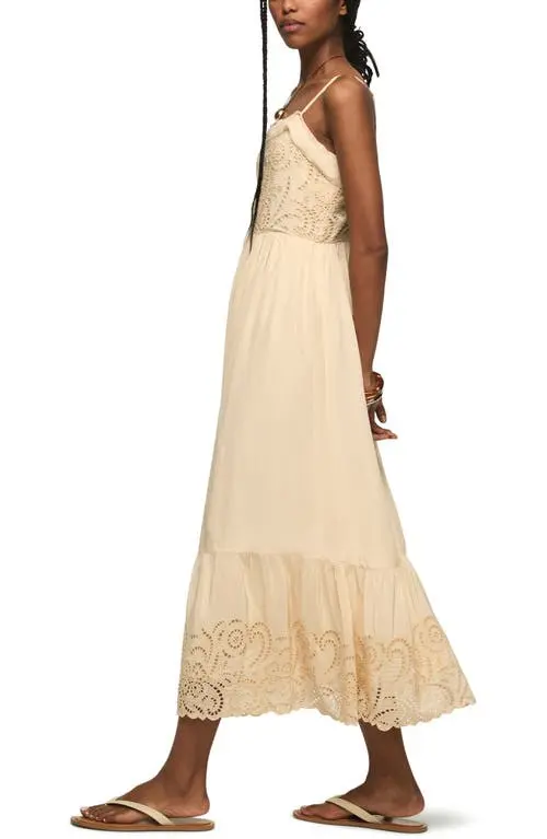 Lucky Brand Cutwork Ruffle Hem Midi Dress