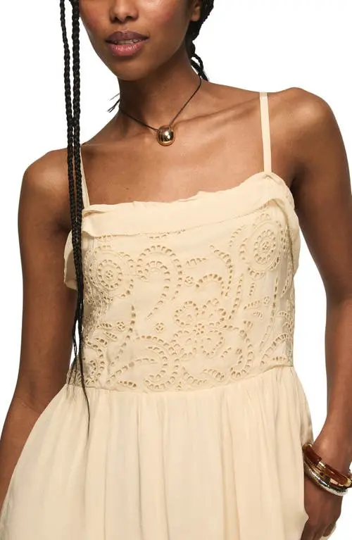 Lucky Brand Cutwork Ruffle Hem Midi Dress