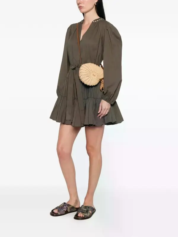 Liu Jo Long Sleeve Ruched Mini Dress - Green