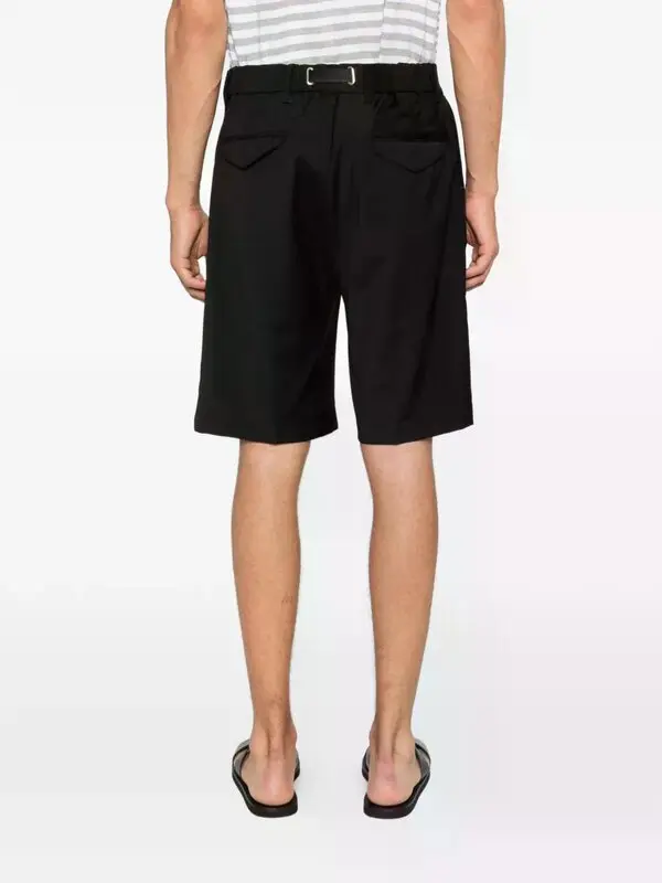 WHITE SAND Pleated Shorts - Black