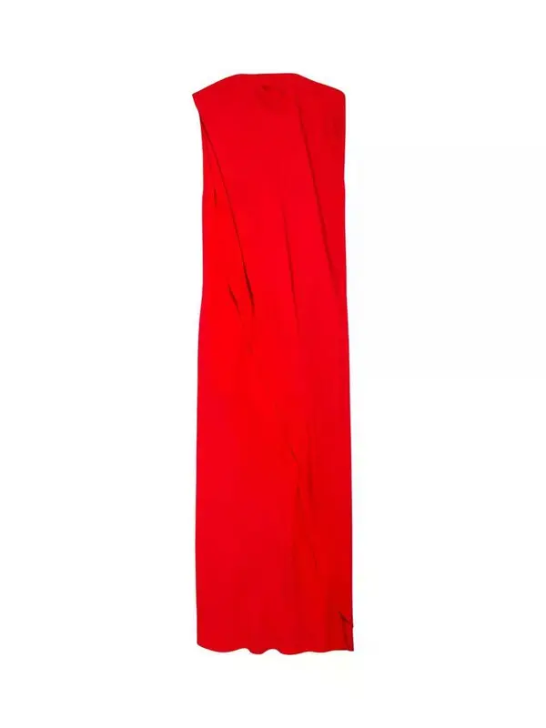 Balenciaga Draped Sleeveless Midi Dress - Red