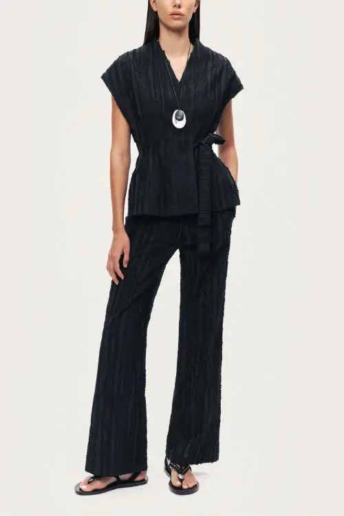 NOCTURNE Textured Relaxed-fit Pants