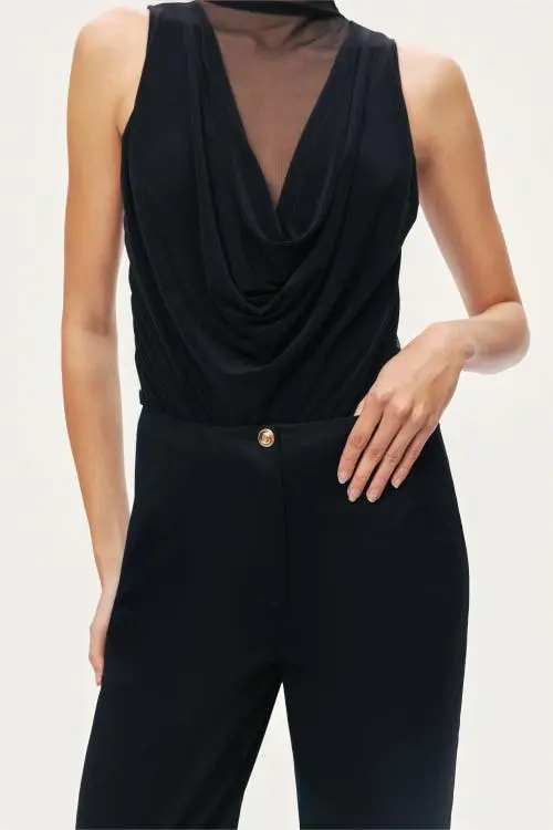 NOCTURNE Draped Mesh-panel Bodysuit