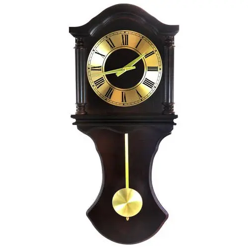 BEDFORD CLOCK COLLECTION 27.5in Wall Clock With Pendulum Oak Finish
