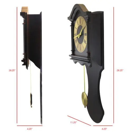 BEDFORD CLOCK COLLECTION 27.5in Wall Clock With Pendulum Oak Finish