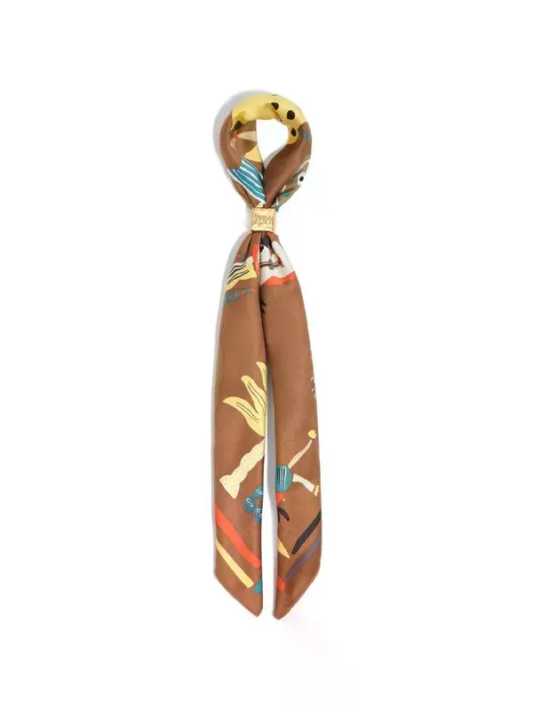 Bimba Y Lola Logo-detail Charm Scarf - Brown