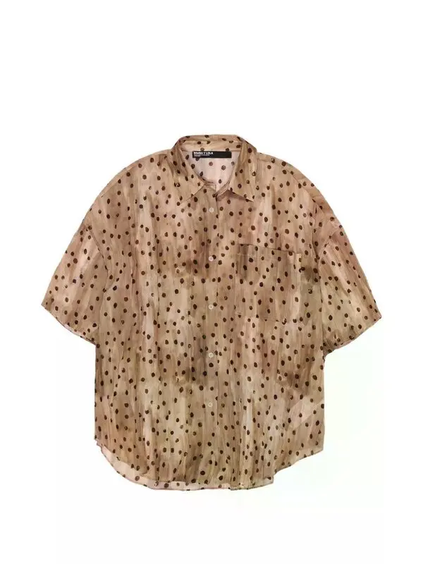Bimba Y Lola Watercolor Dots Short Sleeve Shirt - Neutrals