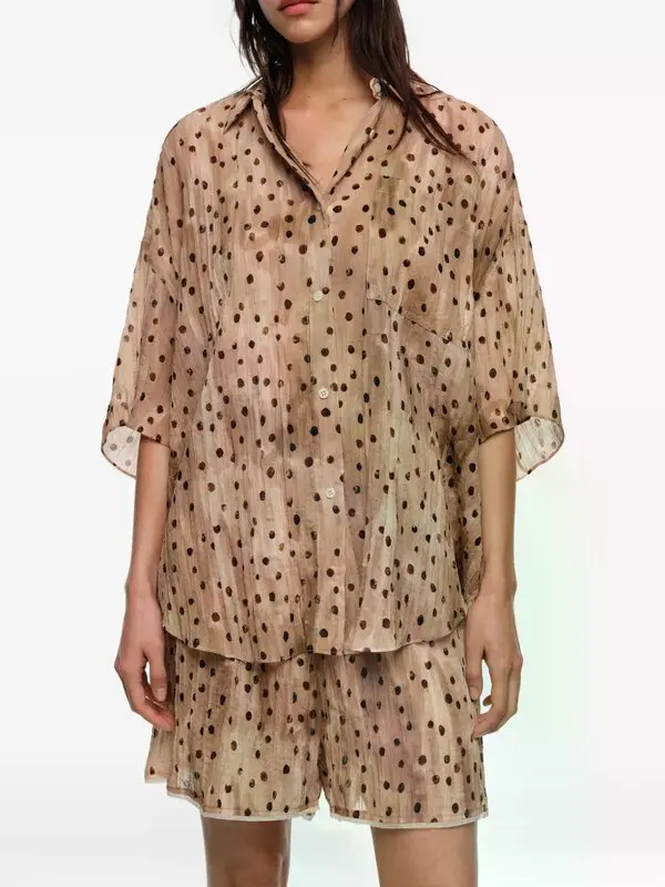 Bimba Y Lola Watercolor Dots Short Sleeve Shirt - Neutrals