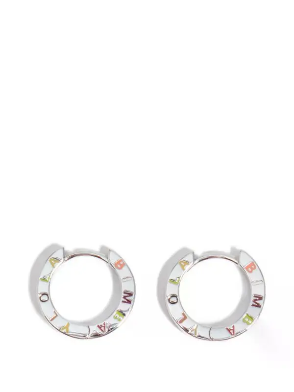 Bimba Y Lola Engraved-logo Hoop Earrings - Silver