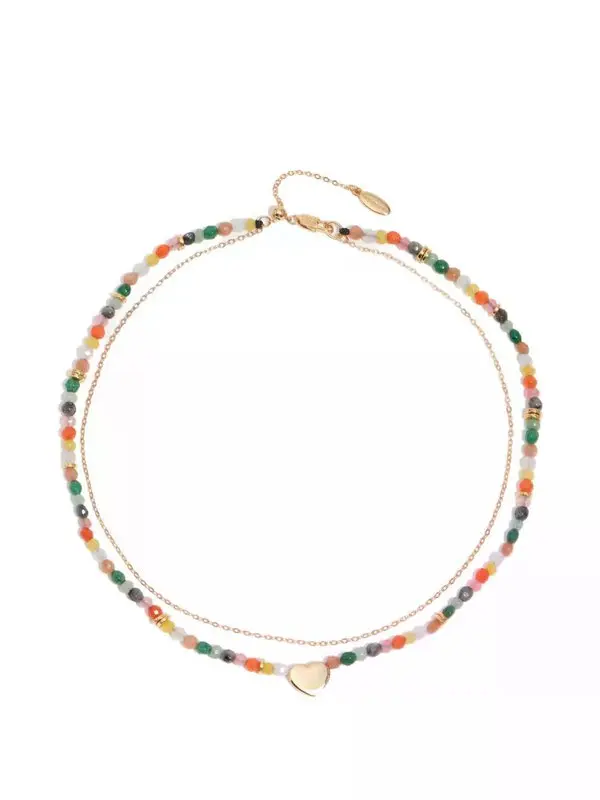 Bimba Y Lola Beaded Heart Pendant Necklace - Gold