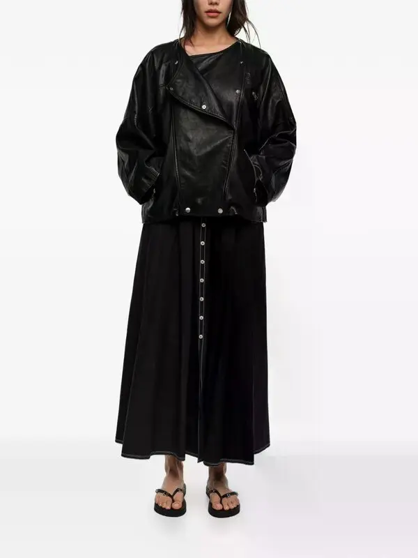 Bimba Y Lola Button-front Midi Skirt - Black