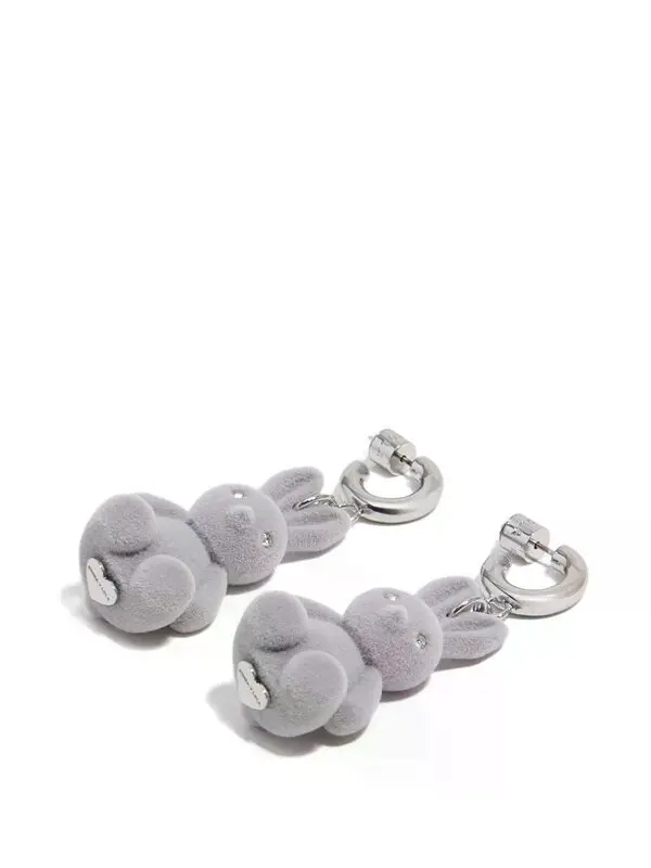 Bimba Y Lola Flocked Rabbit Hoop Earrings - Silver