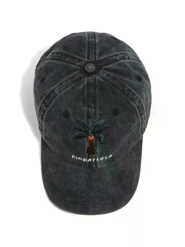 Bimba Y Lola Washed Palm Tree Cotton Baseball Cap - Black