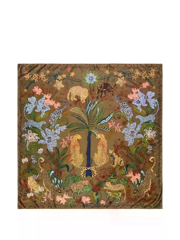 Bimba Y Lola Jungle.print Scarf - Brown
