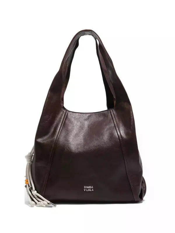 Bimba Y Lola Leather Shoulder Bag With Tassel - Brown