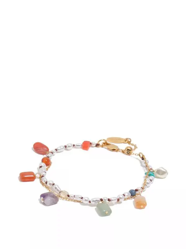 Bimba Y Lola Faux-pearl And Multi-stone Bracelet - Gold